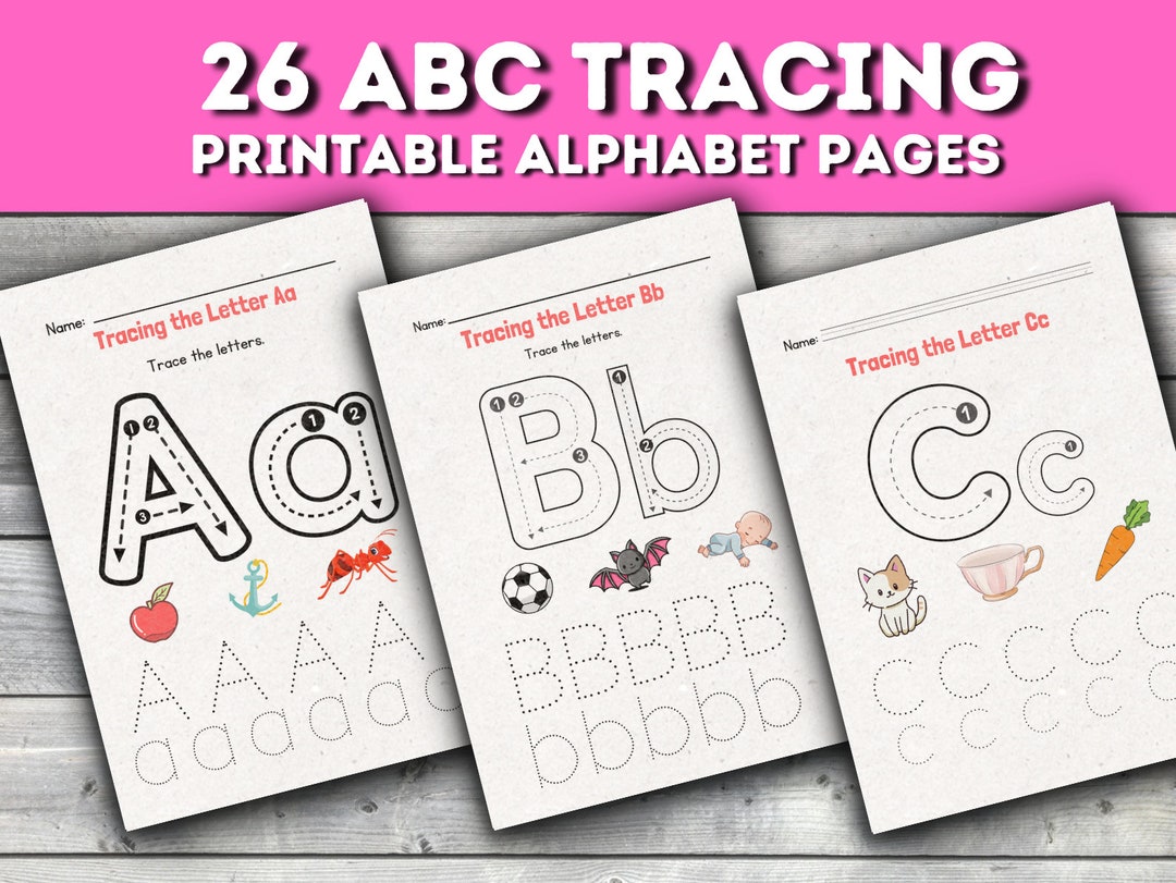 26 ABC Tracing Printable Illustrative Alphabet Tracing Worksheets ...