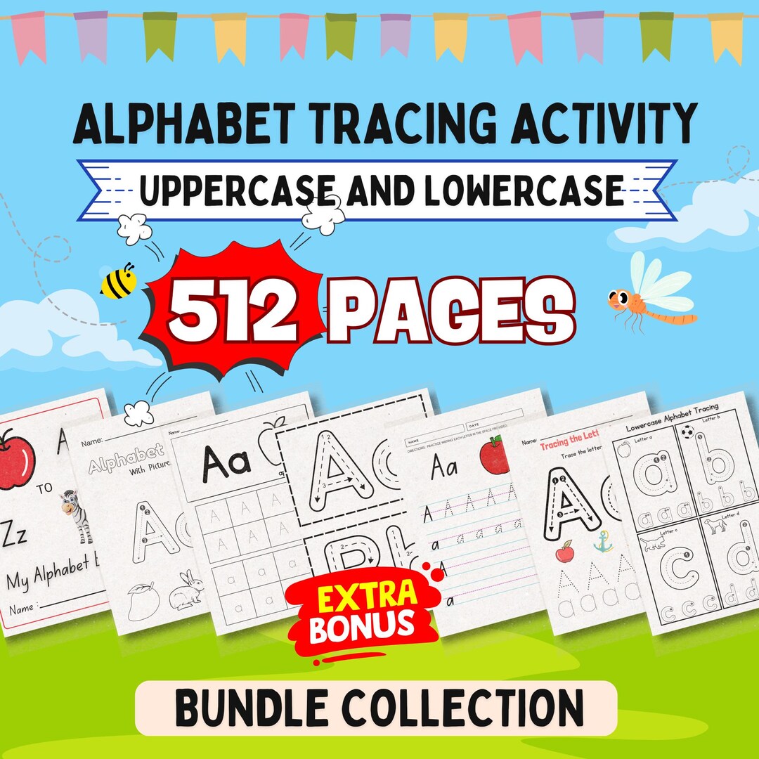 512 Pages Alphabet Tracing Worksheets | Uppercase & Lowercase ...
