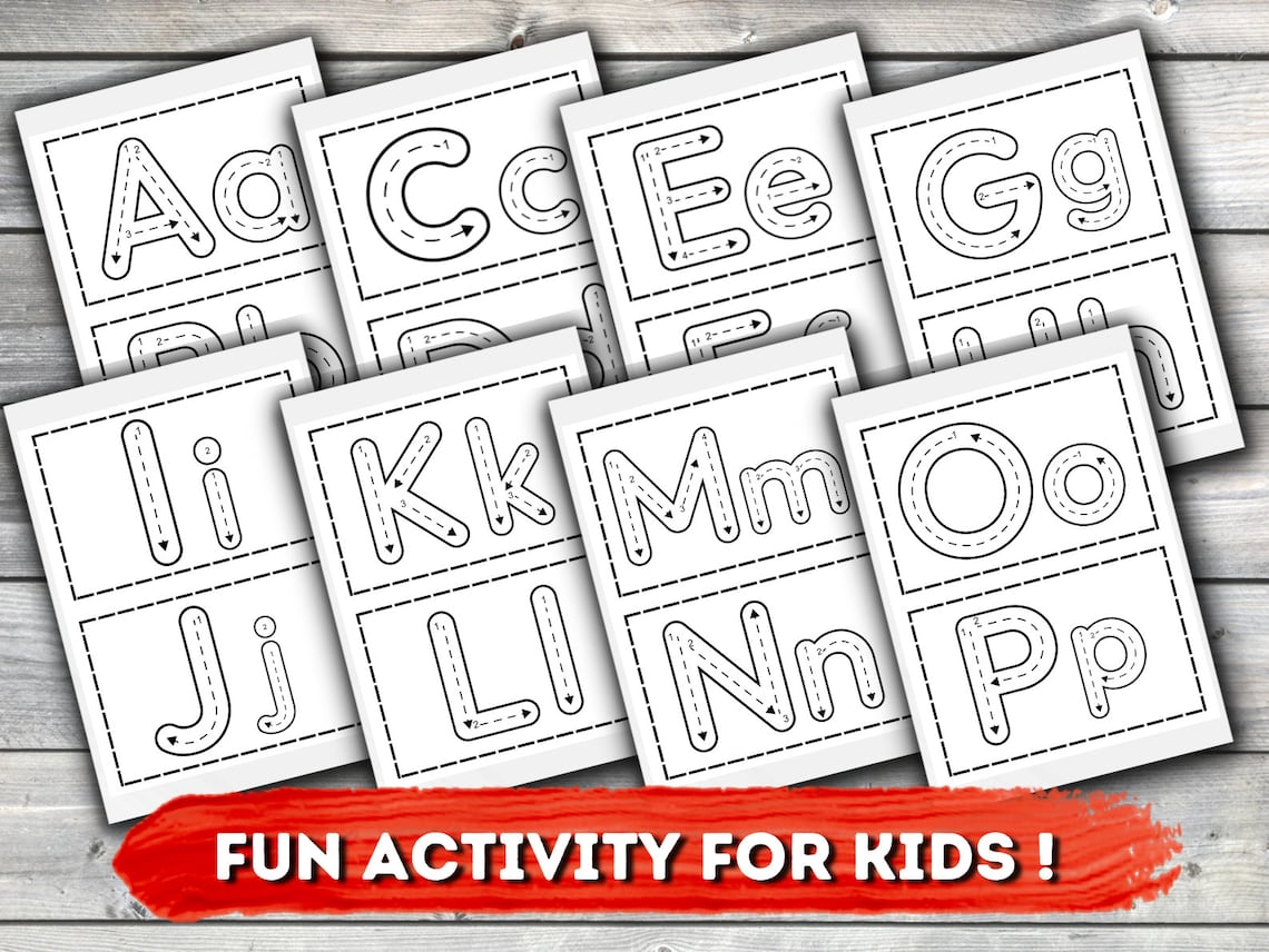 ABC Tracing Printable Cards Alphabet Tracing Worksheets Preschool ...
