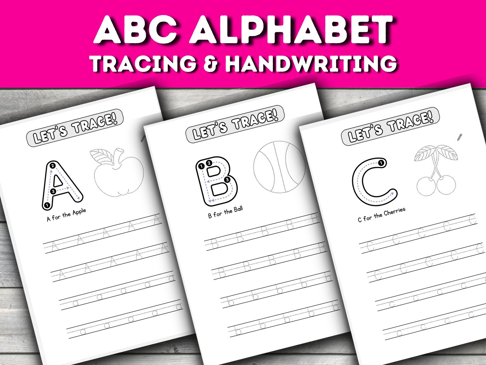 26 ABC Let's Trace Tracing the Alphabet Worksheet With Pictures ...
