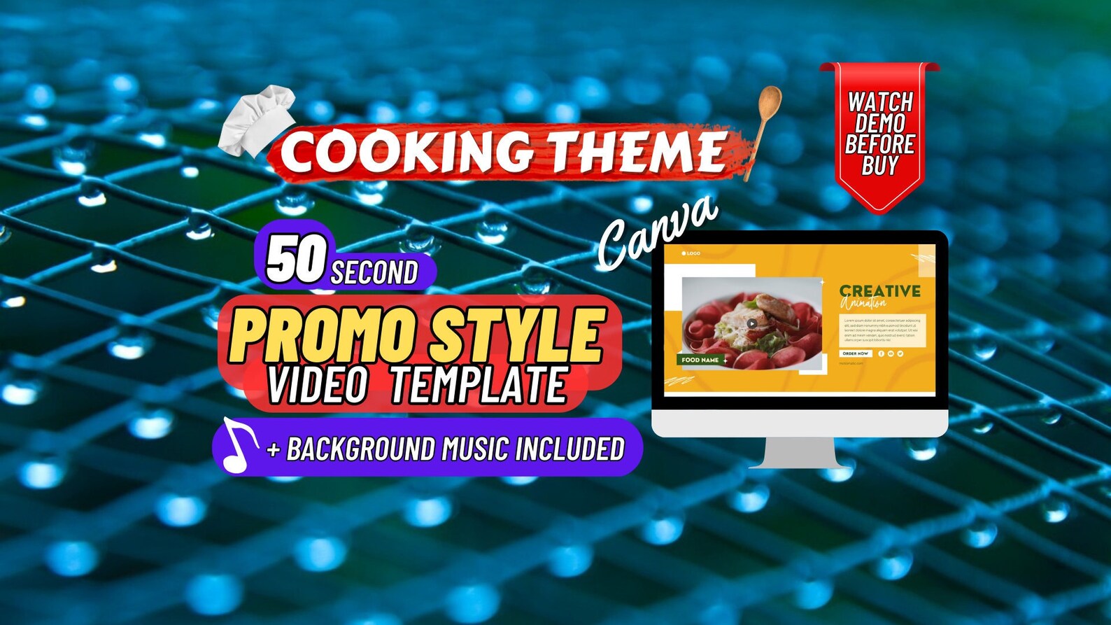 Canva Cooking Theme Video Template: Social Media Promo - Etsy