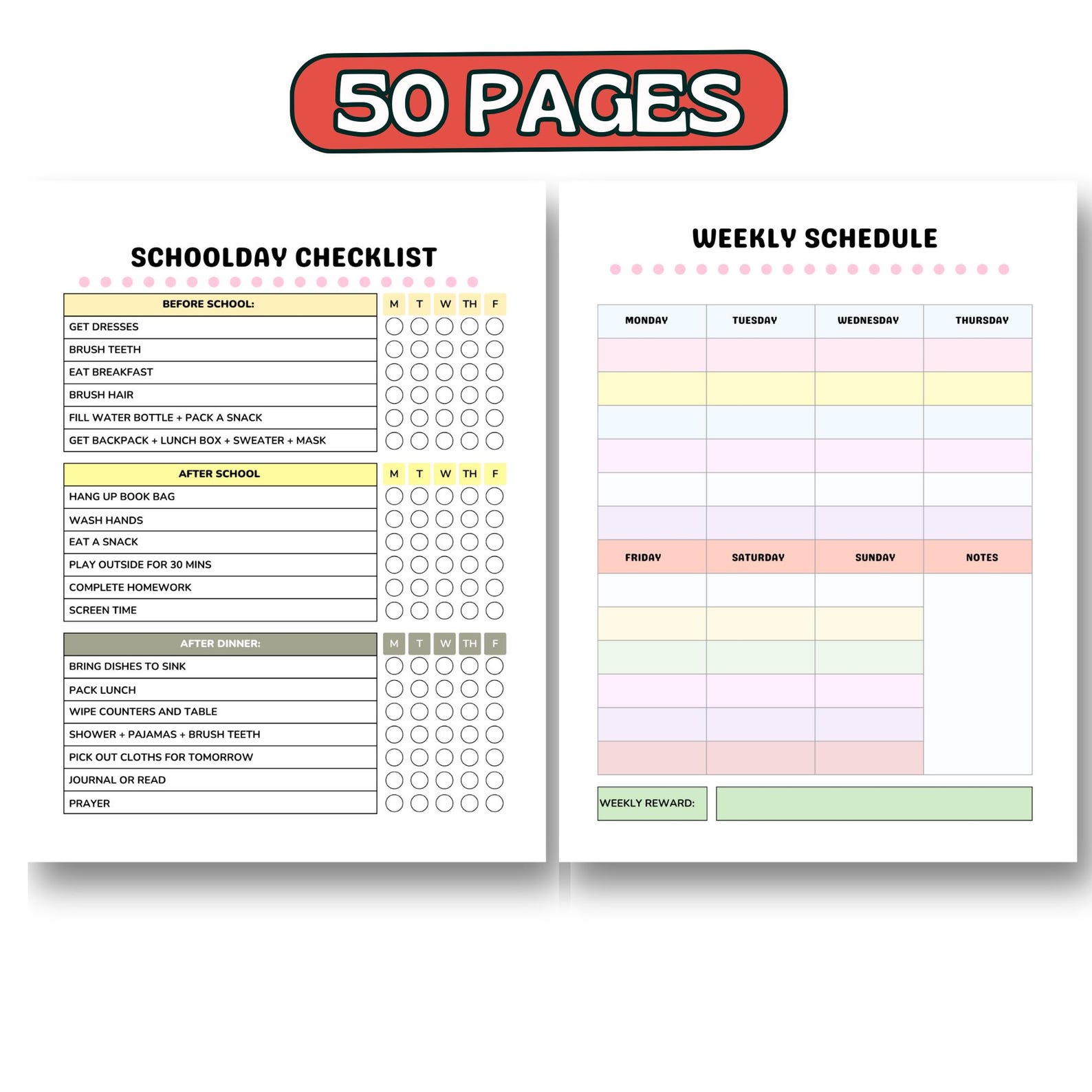 Kids Daily Chores Planner Printable Routine Tracker Editable Kids Chore ...