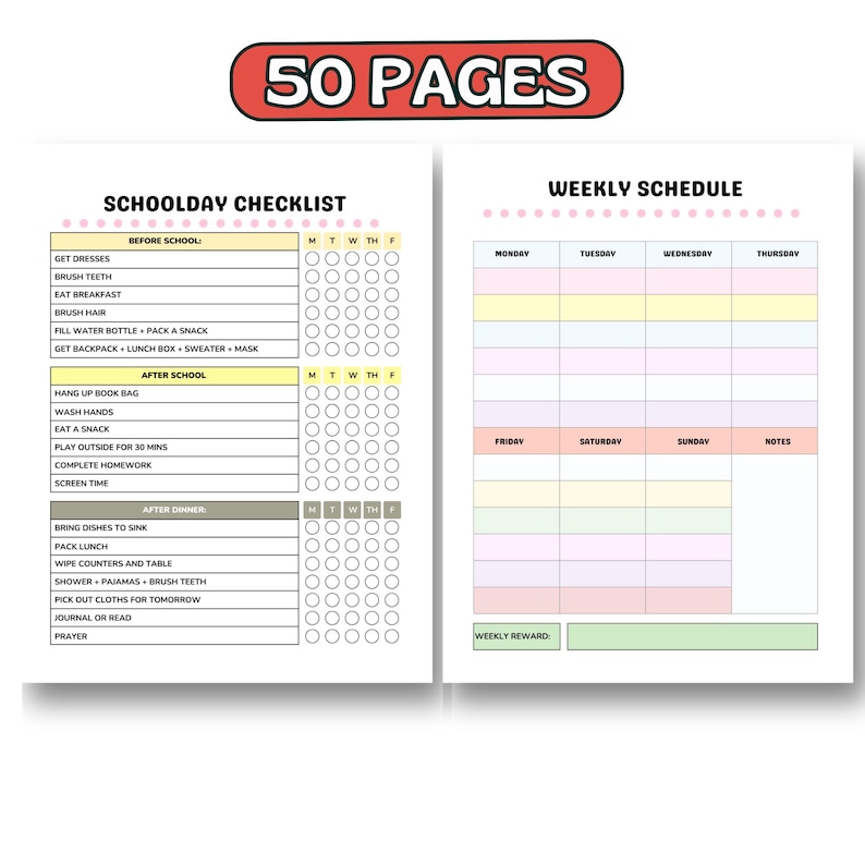 Kids Daily Chores Planner Printable Routine Tracker Editable Kids Chore ...