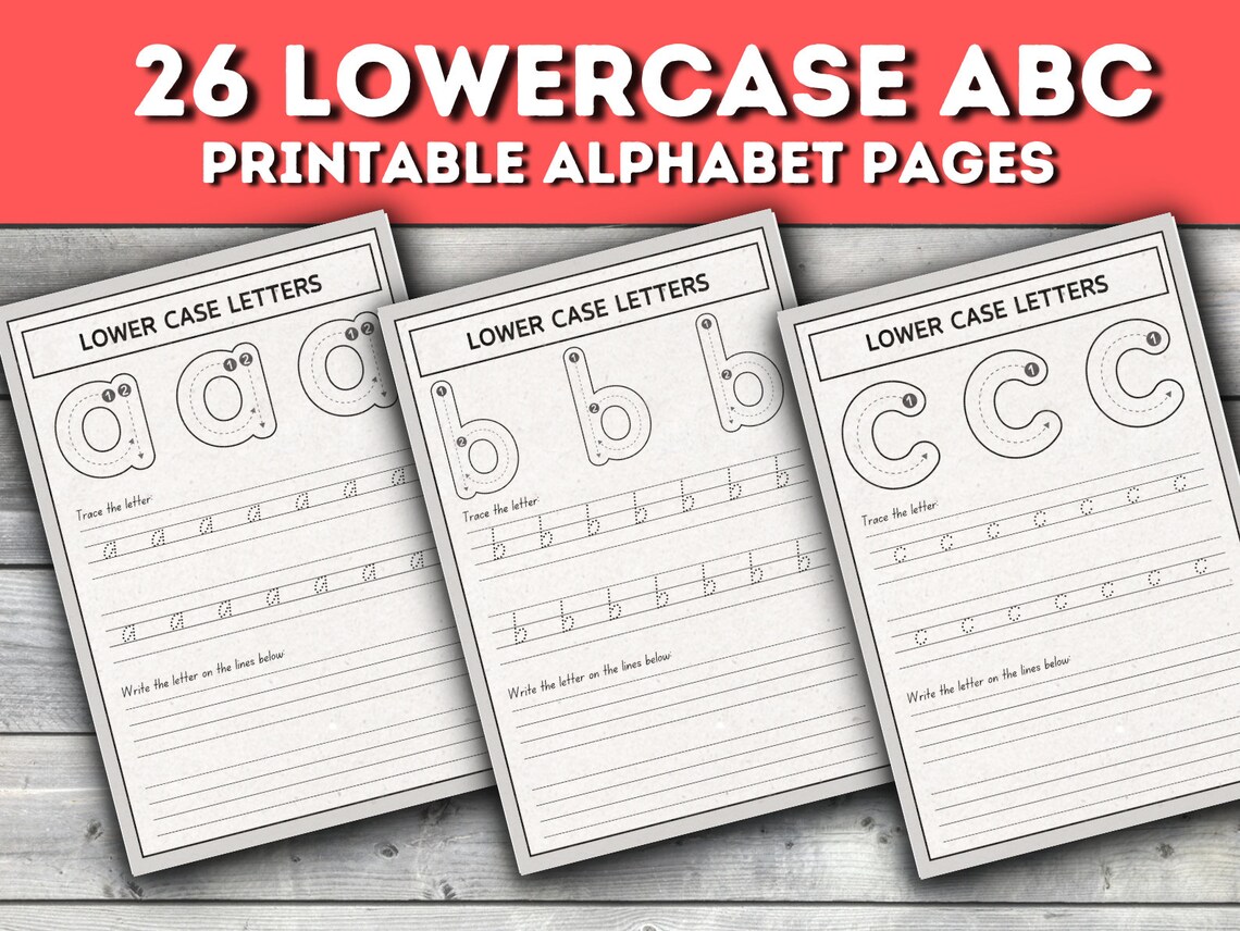 26 ABC Tracing Printable Lowercase Alphabet Tracing Worksheets ...