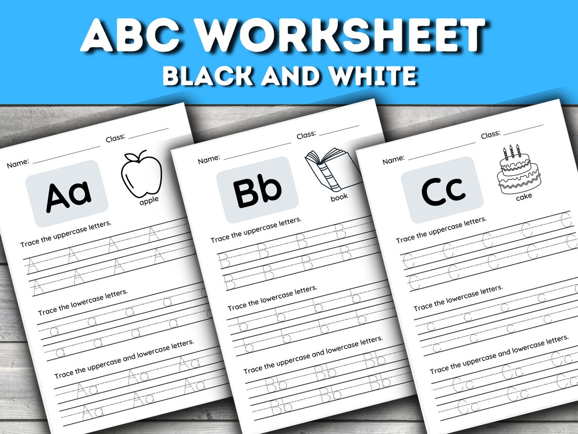 Black and White Letter Tracing Worksheet 26 Alphabet ABC Tracing ...