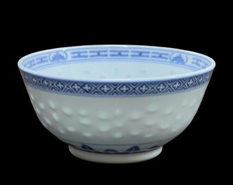 Chinese Vintage Jiangxi (江西) Jingdezhen Blue and White Porcelain Rice ...