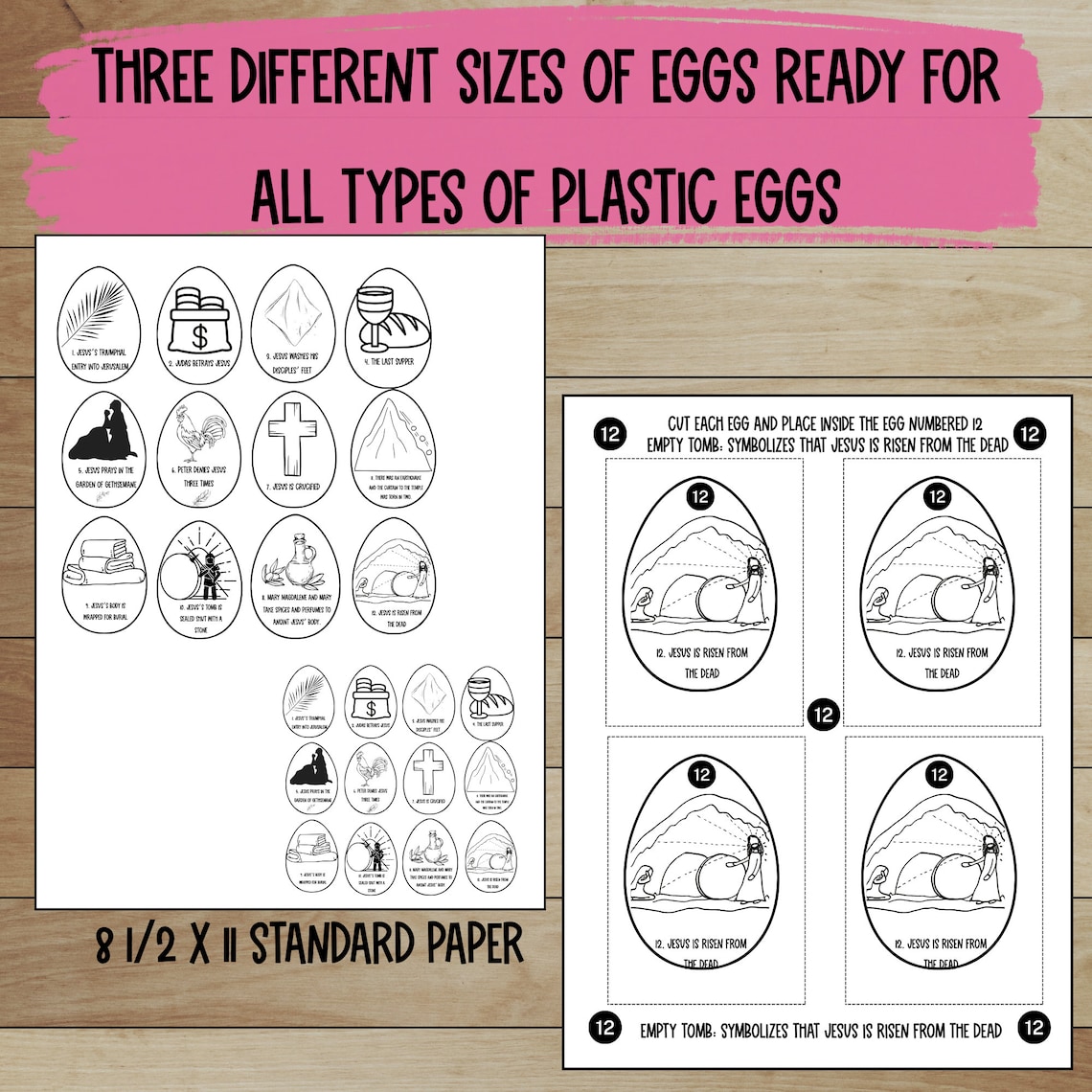 Resurrection Easter Eggs Story Printable Activity Bible Jesus Activity ...