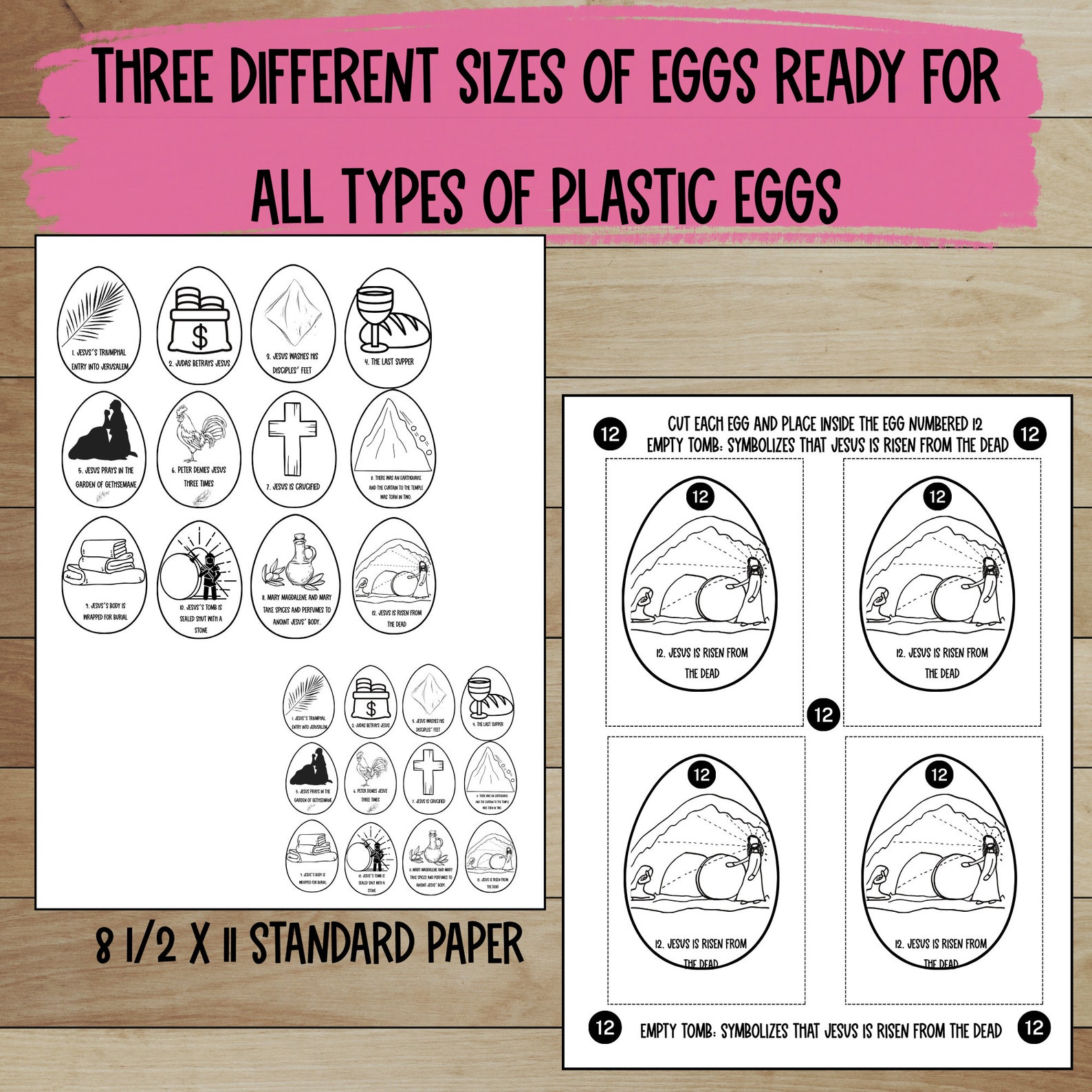 Resurrection Easter Eggs Story Printable Activity Bible Jesus Activity ...