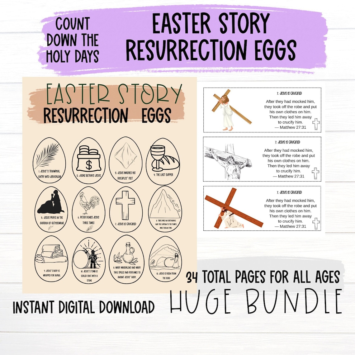 Resurrection Easter Eggs Story Printable Activity Bible Jesus Activity ...