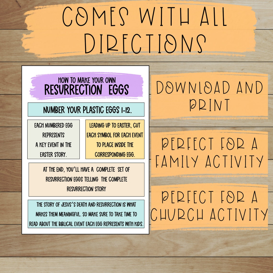 Resurrection Easter Eggs Story Printable Activity Bible Jesus Activity ...