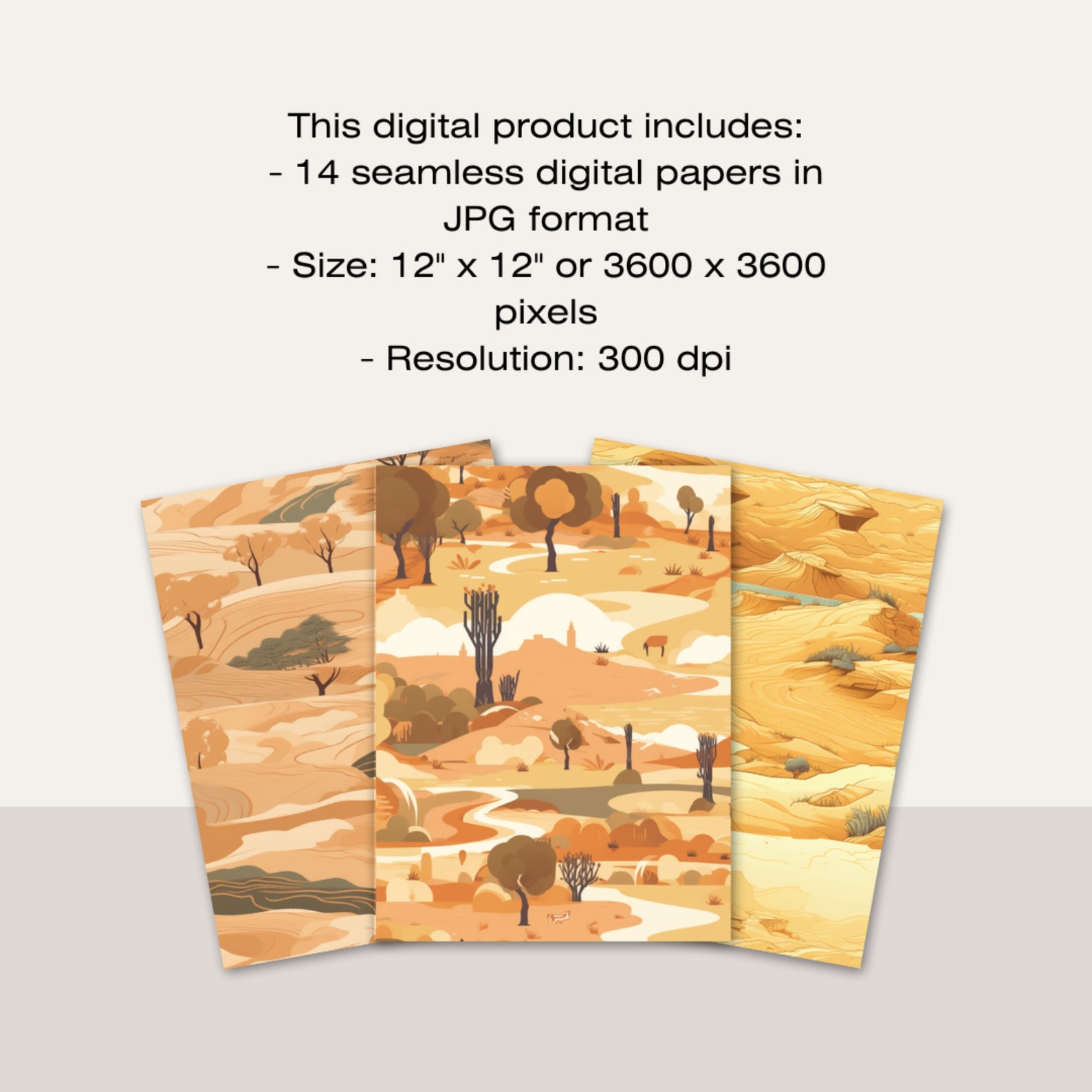 Tiny Desert Scene Digital Paper, Desert Scene BOHO Paper for Scrapbooks ...