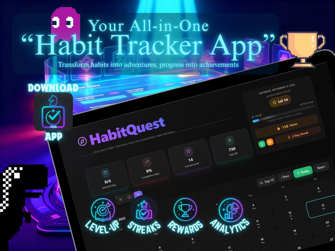 Habitquest Template: Gamified Habit Tracker, Goal Planner, Productivity ...