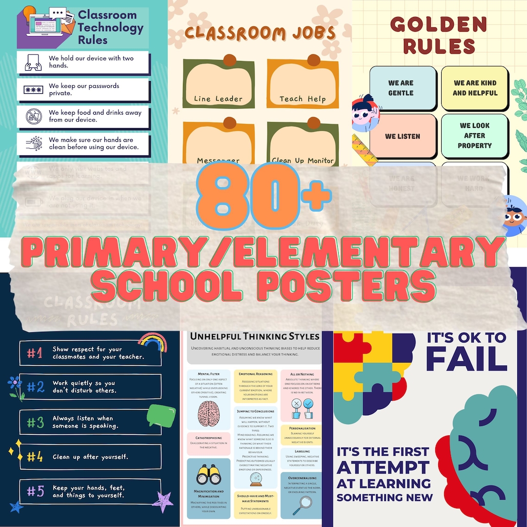 80 Primary Elementary School Posters for Teachers Classroom Posters ...