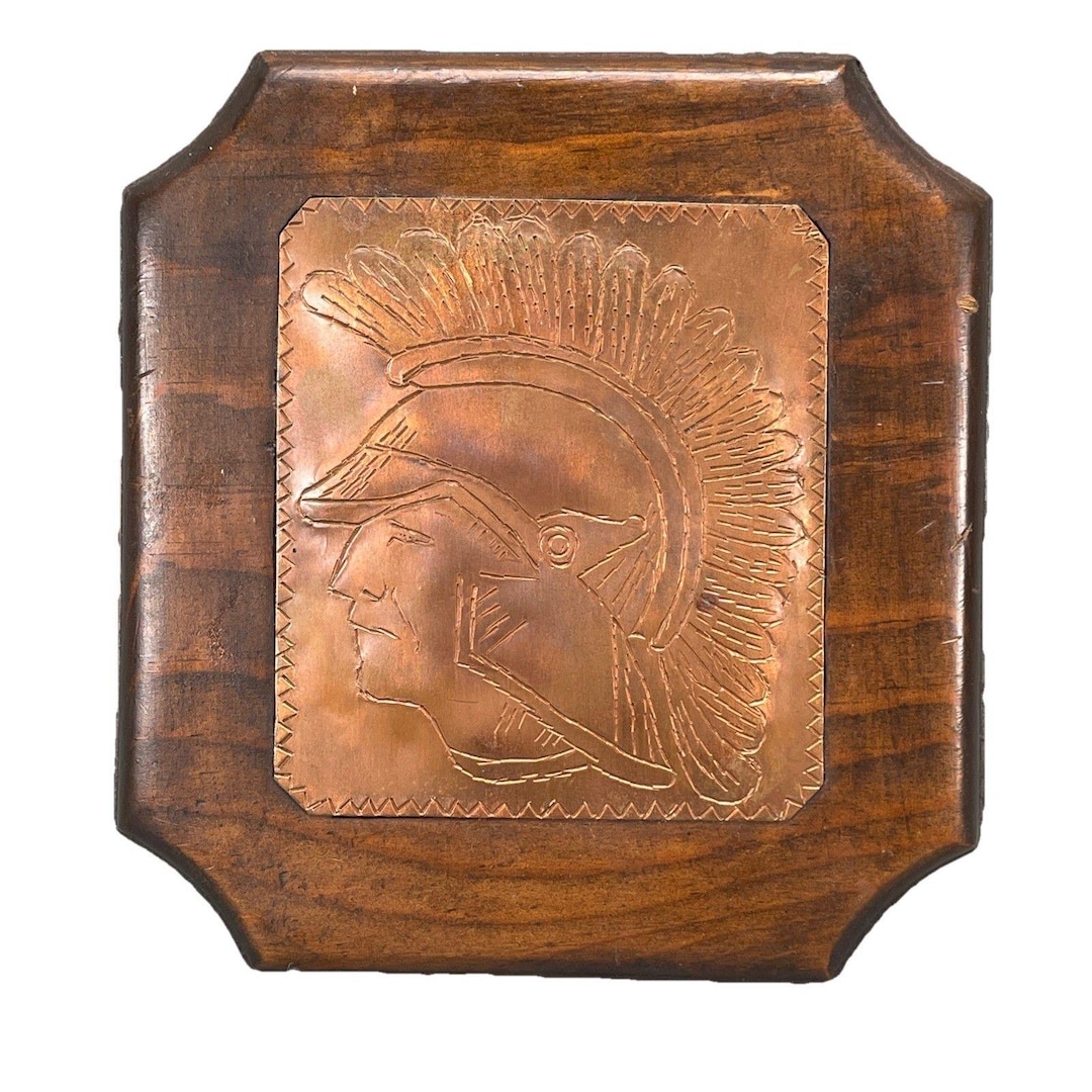 Mid-century VTG Copper Hand Punch Art Wall Plaque of Greco Roman ...