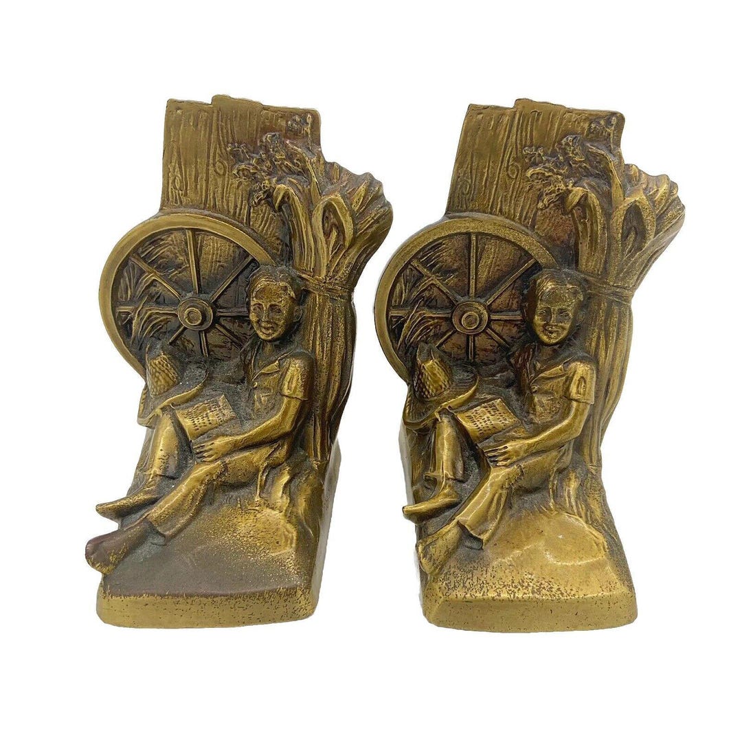 Vintage 1940s Bookends Philadelphia Manufacturing Co. Boy on Farm ...