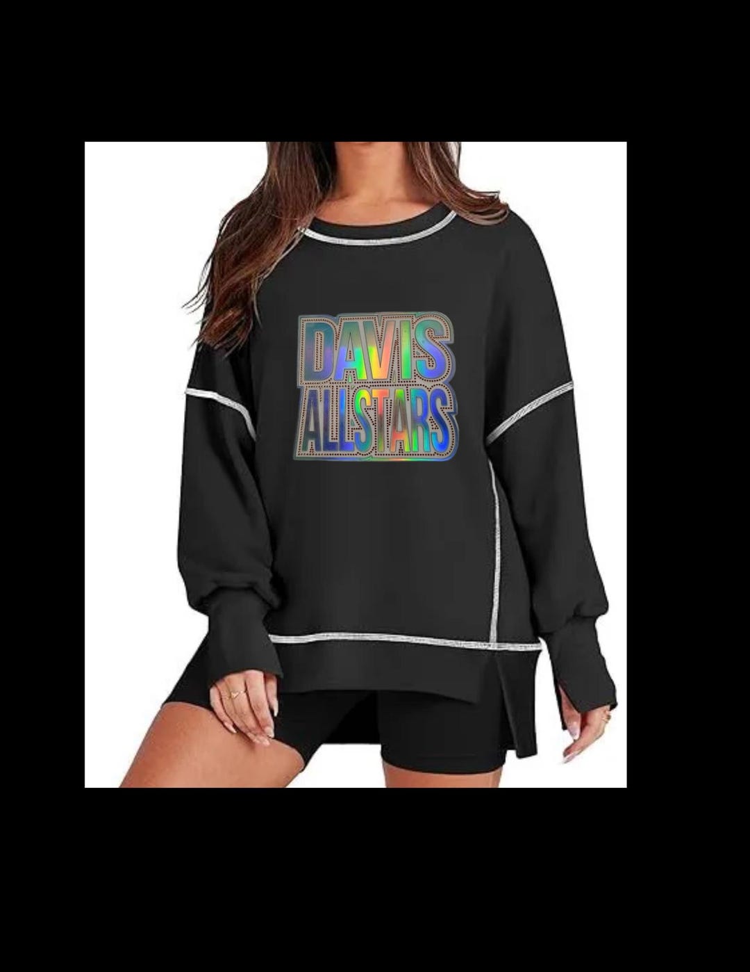 Davis Allstars Spirit Shirt ,black Long Sleeve Cheer, Dance Top, Game ...