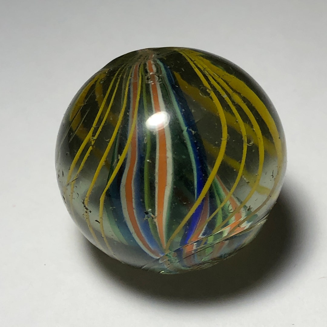 Large Antique German Divided Ribbon Core Marble, Handmade Glass Marble ...