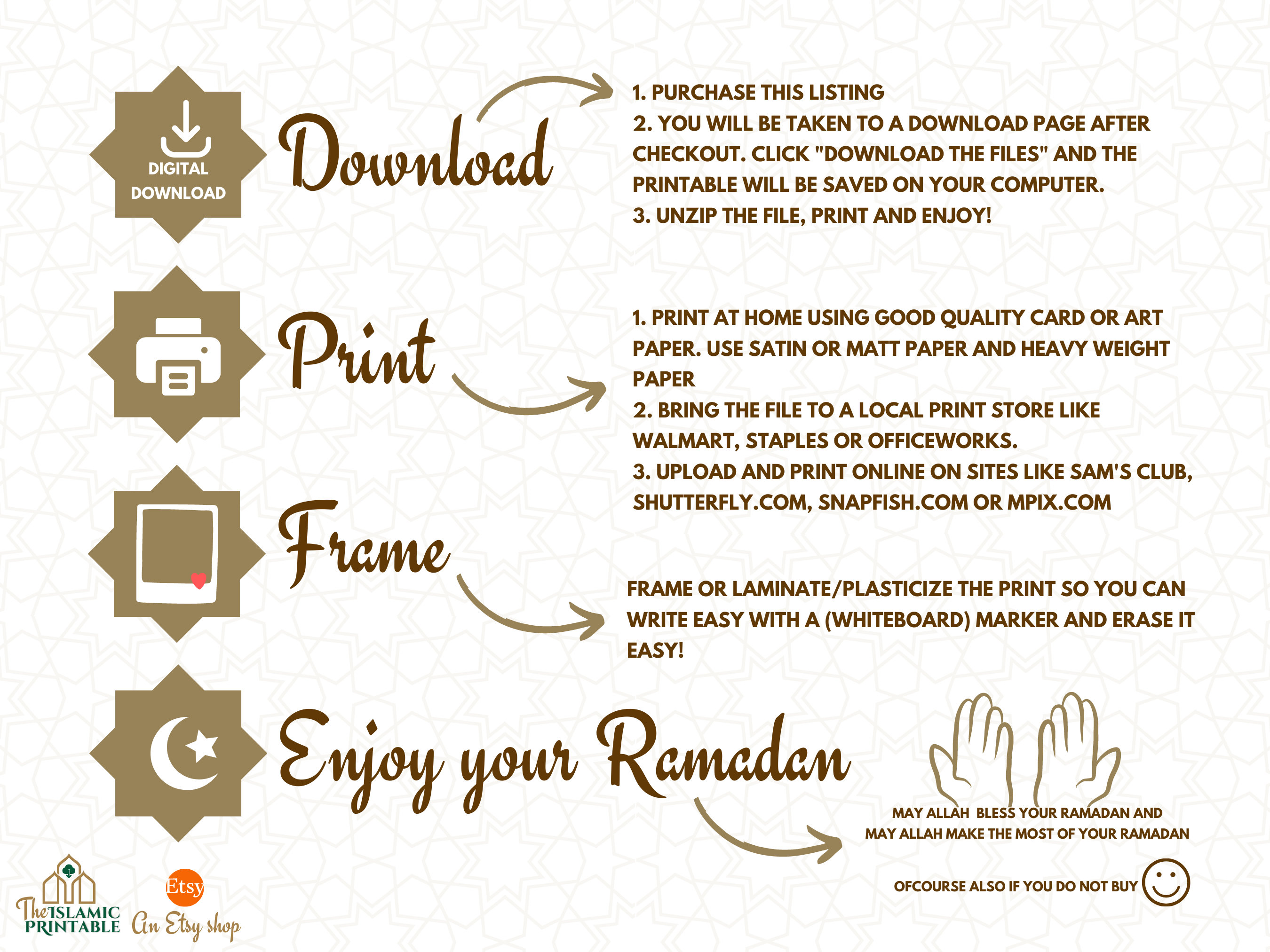 Ramadan Dua Prayer Printable: Gold Islamic Style Decor (PDF) - Etsy