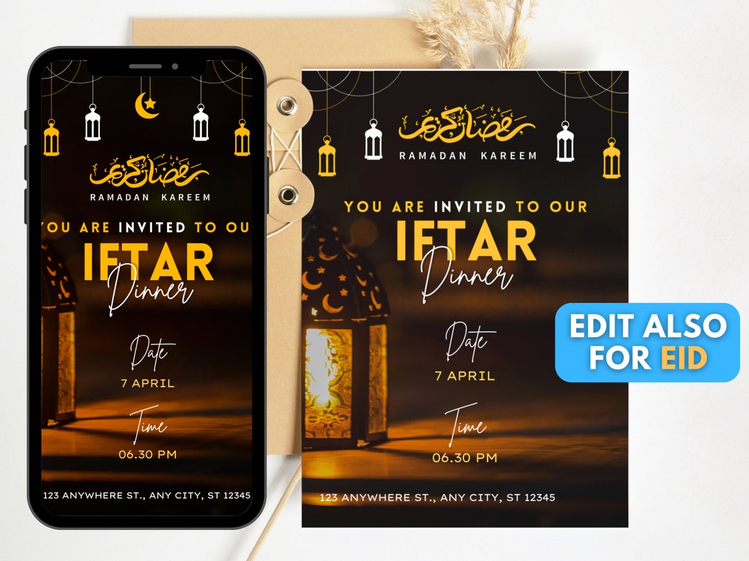 Editable Eid Party Invitation Template, Eid Invite, Iftar Party ...