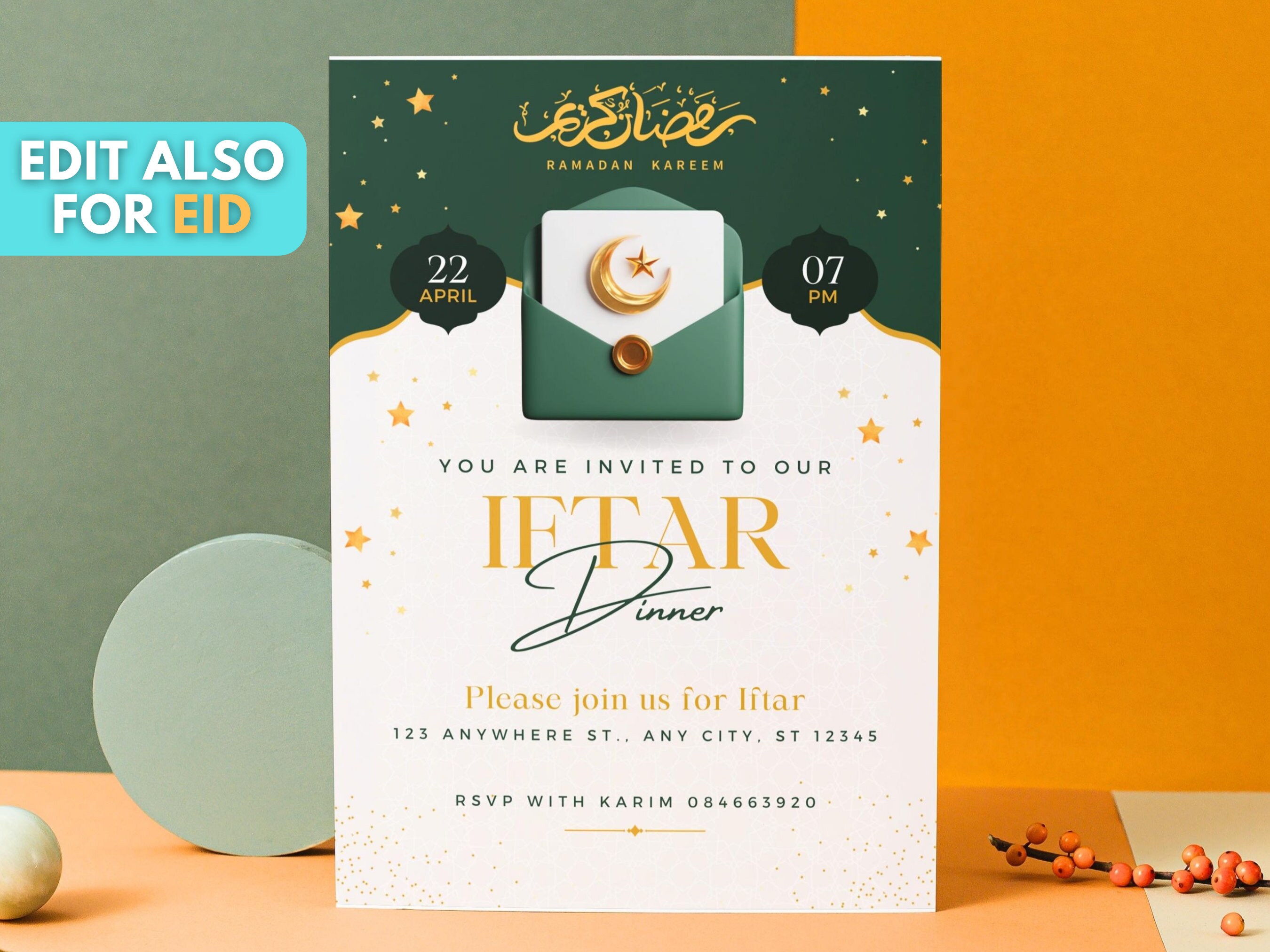 Editable Eid Party Invitation Template, Eid Invite, Iftar Party ...