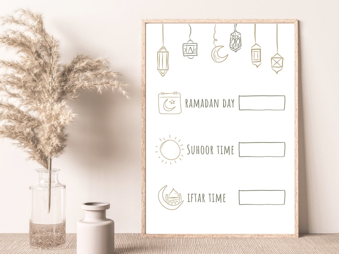 Ramadan Printable Ramadan Time Tracker, Ramadan Iftar Time Ramadan ...