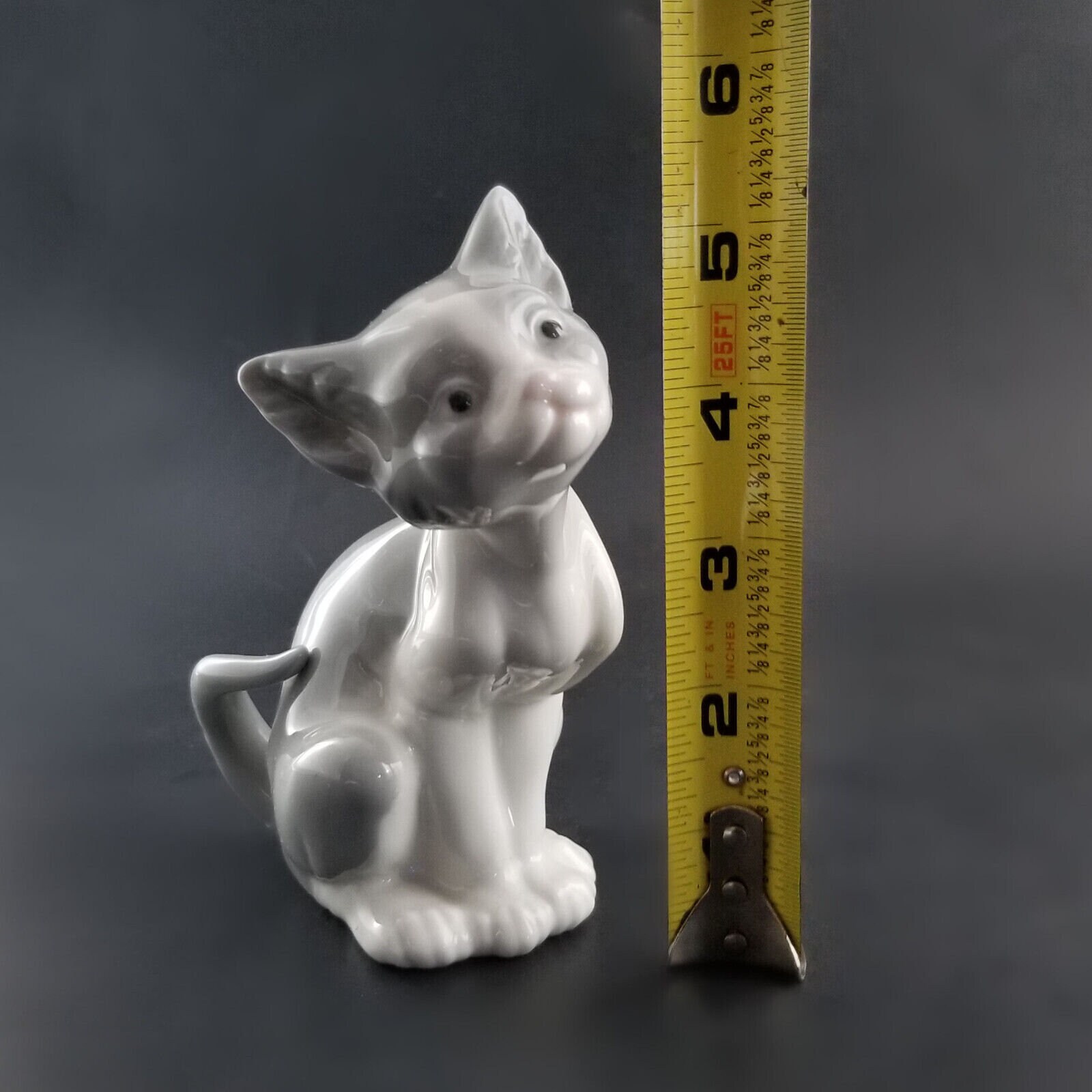 Lladro Cat Kitten Feed Me 5113 Figurine 5.25 Grey White Porcelain 1981 ...