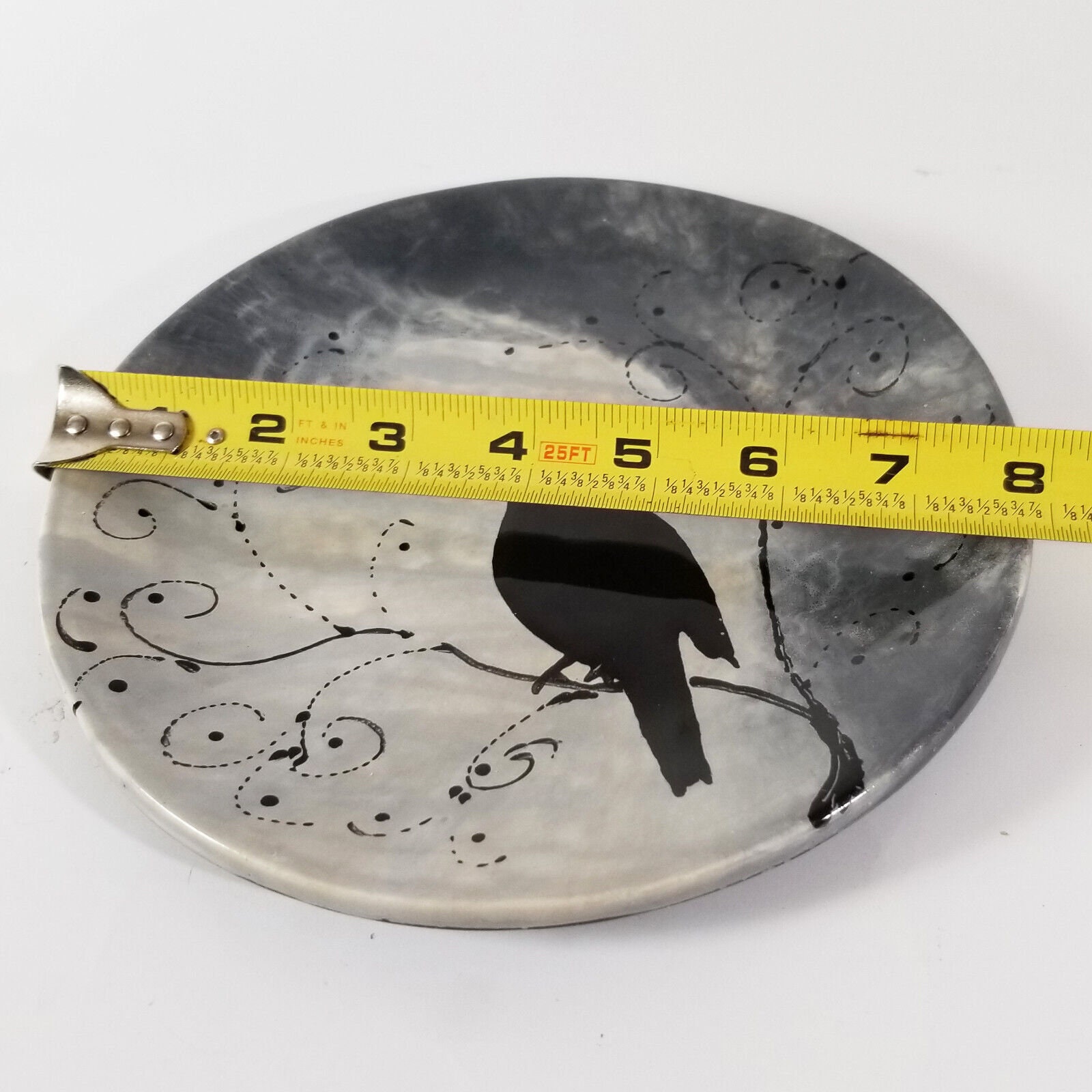 Studio Art Pottery Plate Black Raven Crow Blackbird Ceramic Painted ...