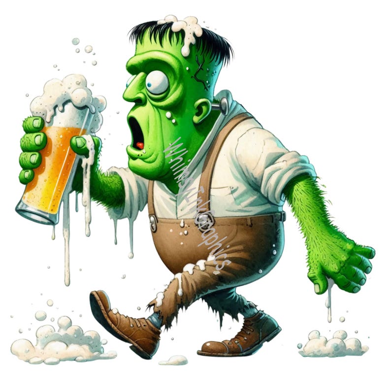Quirky Frankenstein Monster Clip Art: 22 JPG White Background Digital ...