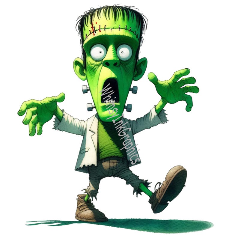 Quirky Frankenstein Monster Clip Art: 22 JPG White Background Digital ...