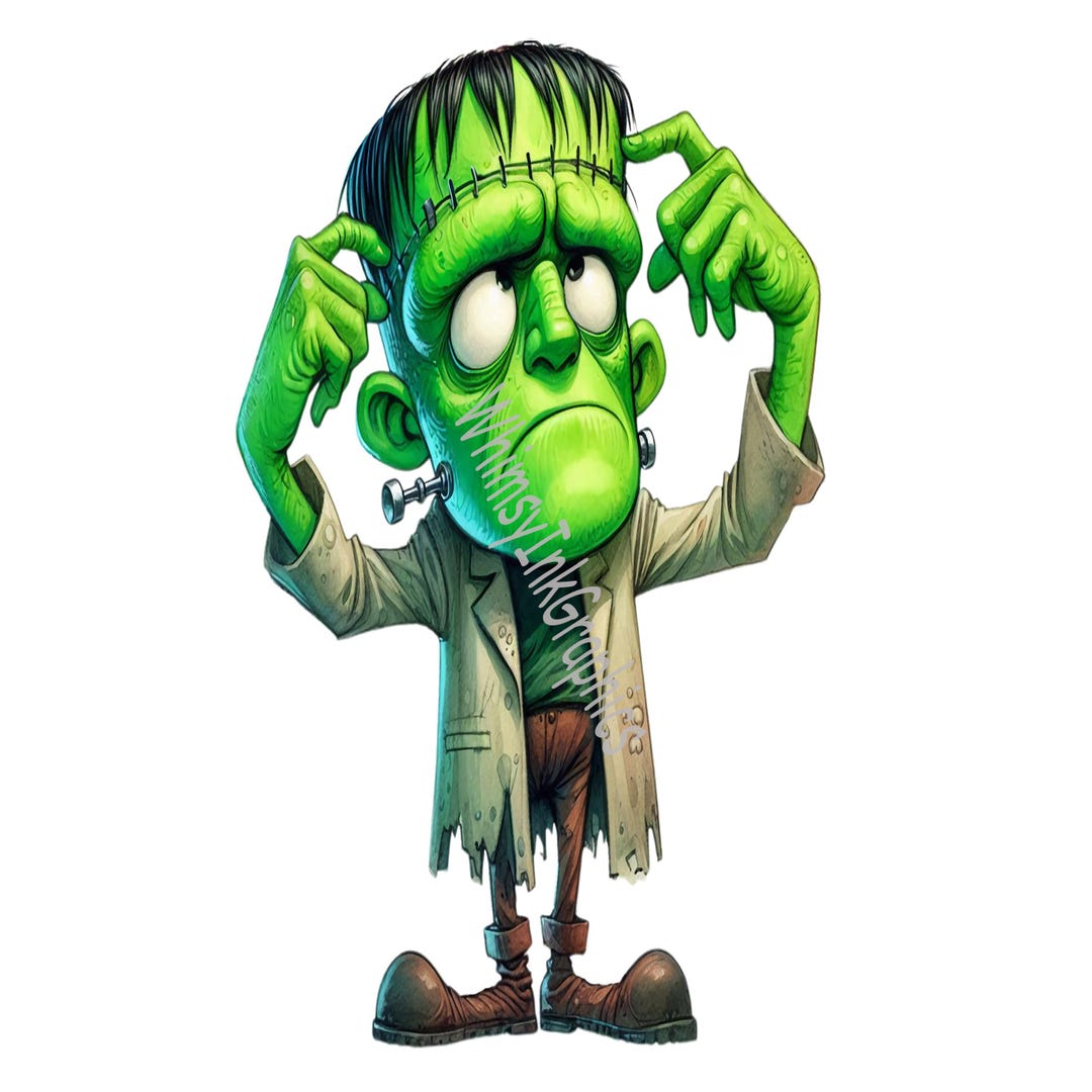 Quirky Frankenstein Monster Clip Art: 22 JPG White Background Digital ...
