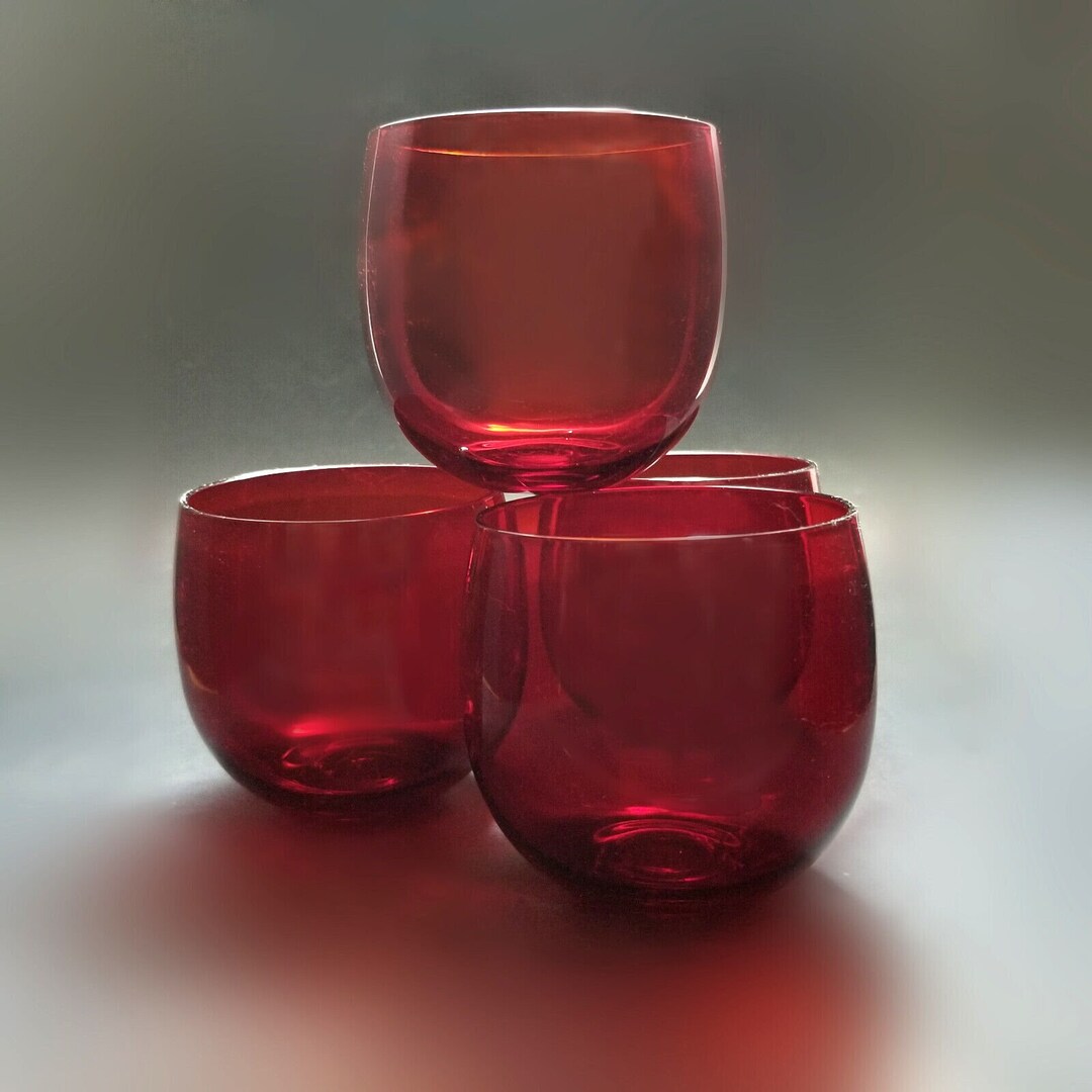 Anchor Hocking Ruby Red Roly Poly Cocktail Glasses Set of 4 - Etsy