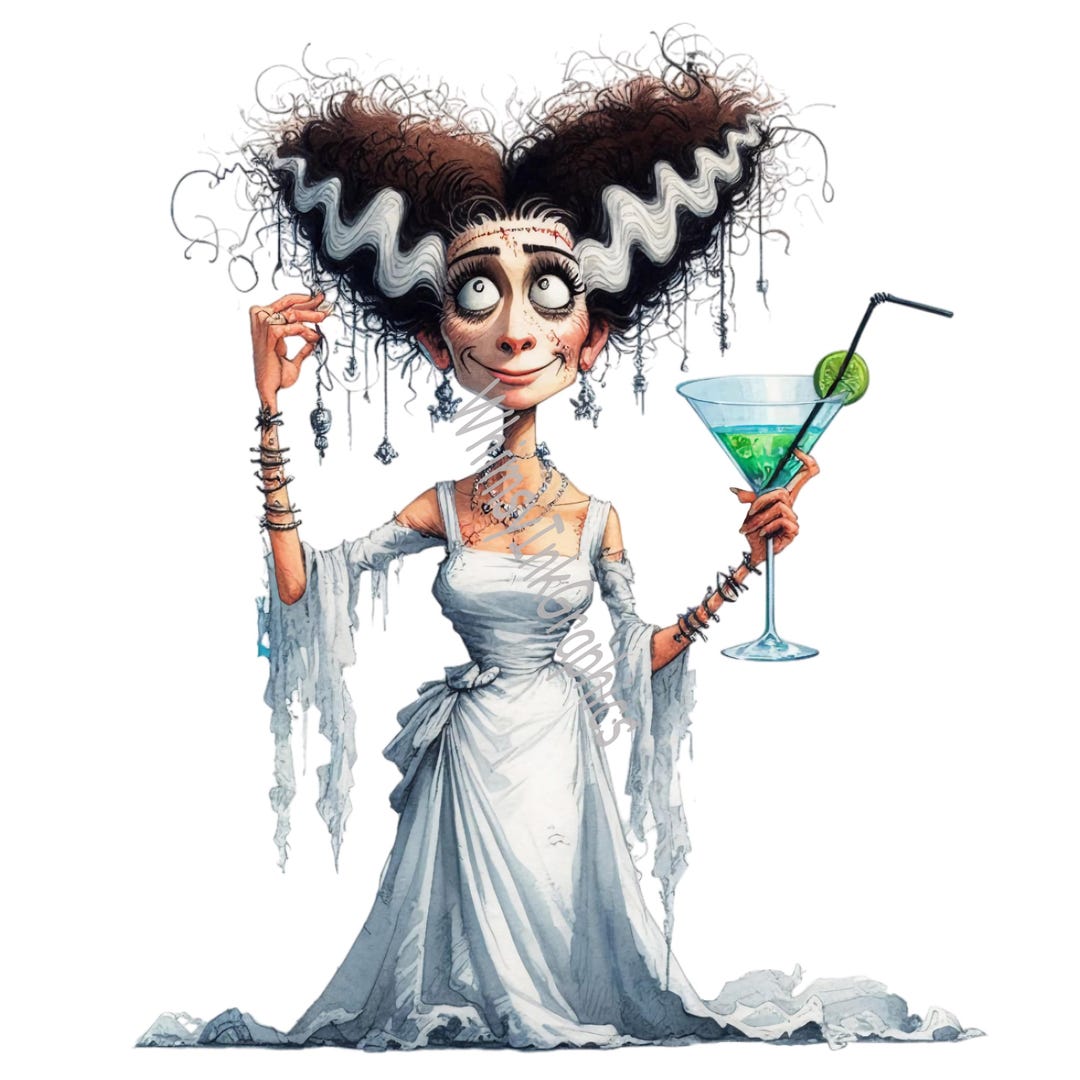 Bride of Frankenstein Halloween Clipart: 10 JPG White Background ...