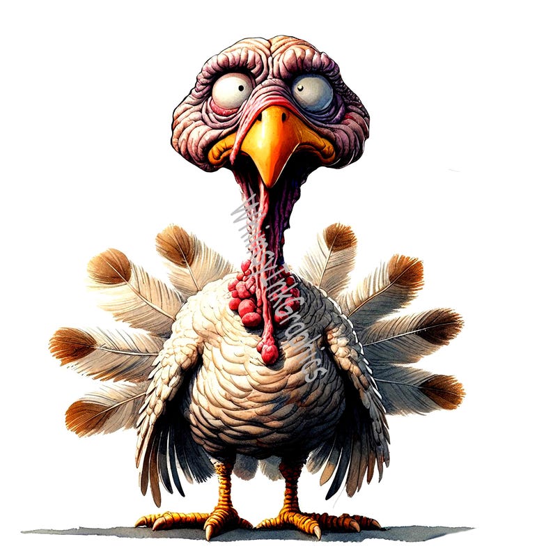 Funny Old Turkey Birds Clip Art: 20 JPG White Background Digital ...