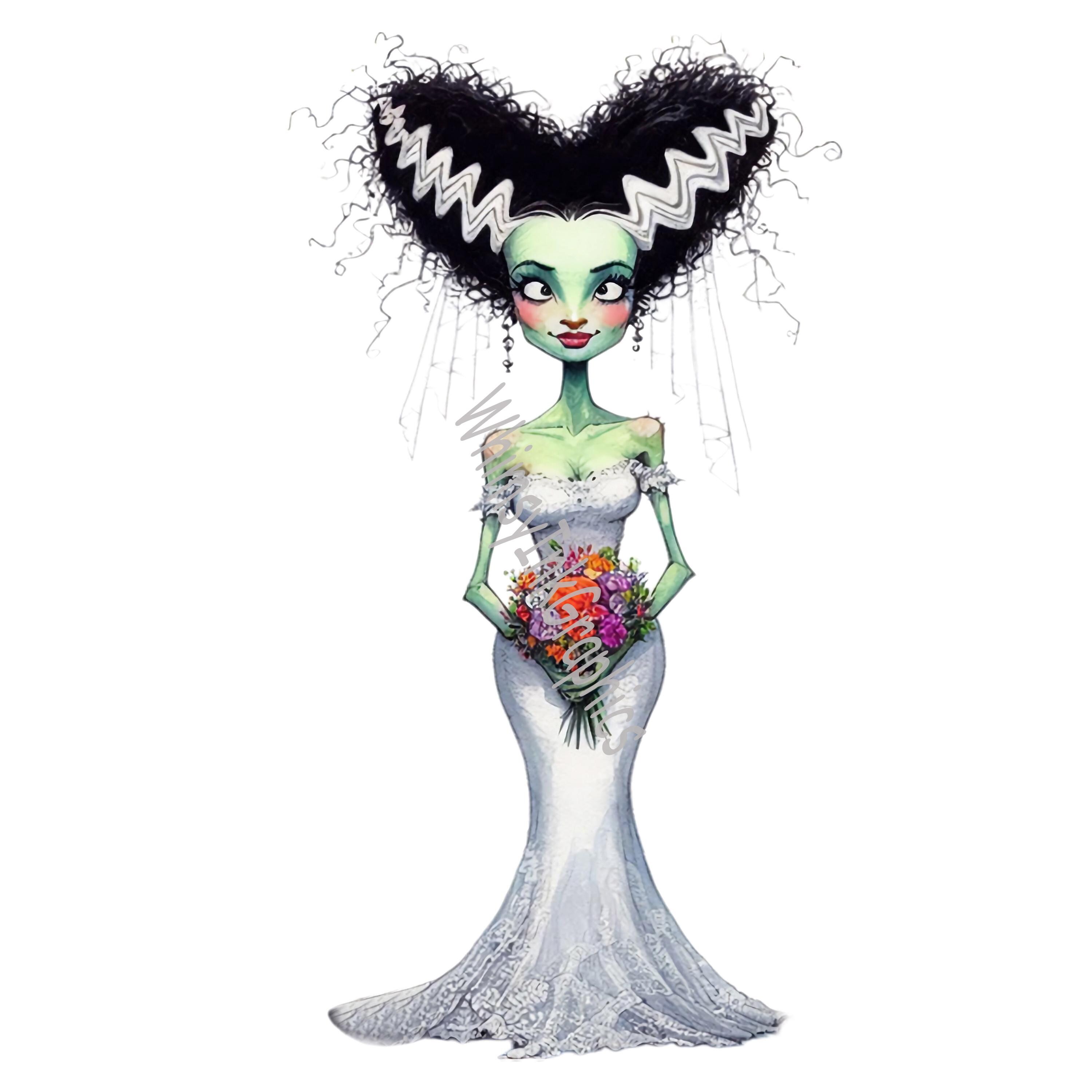 Bride of Frankenstein Halloween Clipart: 10 JPG White Background ...