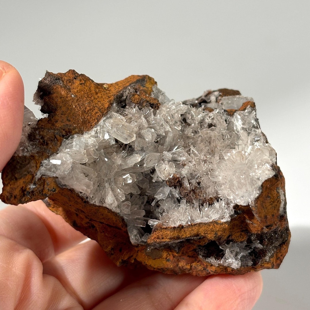Stunning Hemimorphite Crystal Cluster in Limonite Matrix With Mini ...