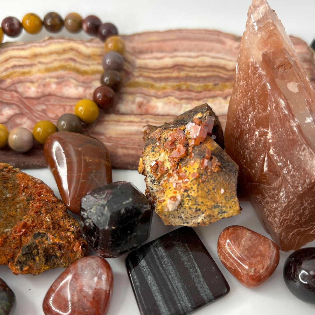 RED Crystal Gift Set, Raw Polished and Tumbled Crystals, Garnet ...