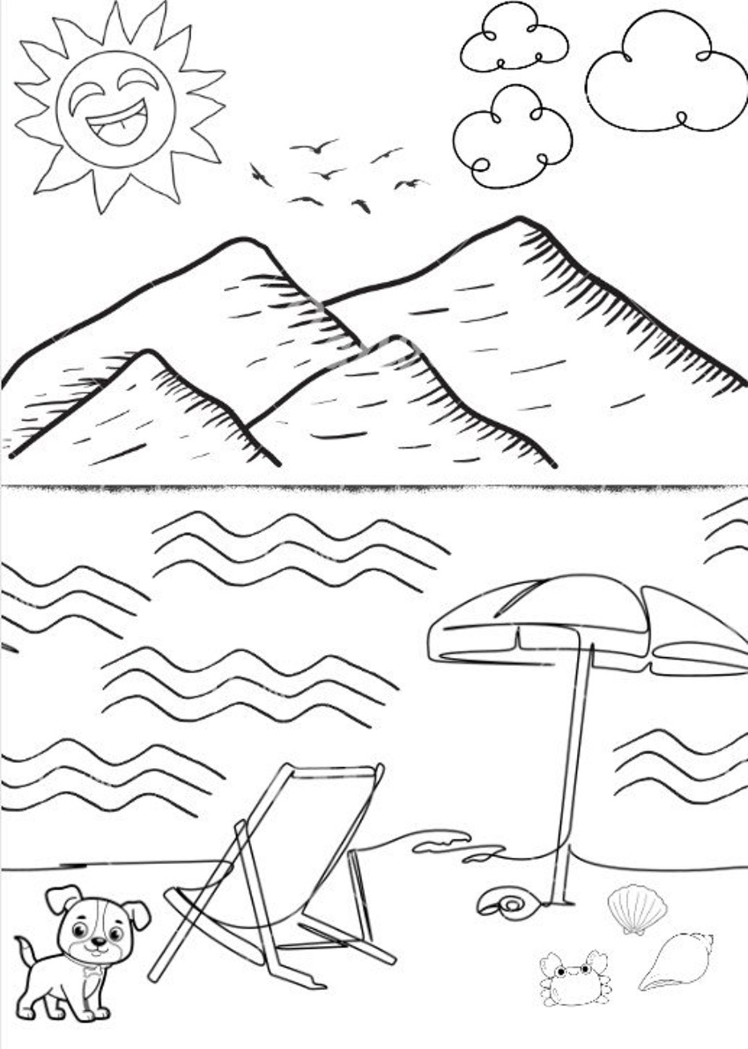 Simple Beach Coloring Pages