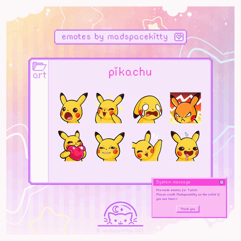8 Pikachu Emotes for Twitch, Discord, Youtube, and Kick. Stream Emotes ...