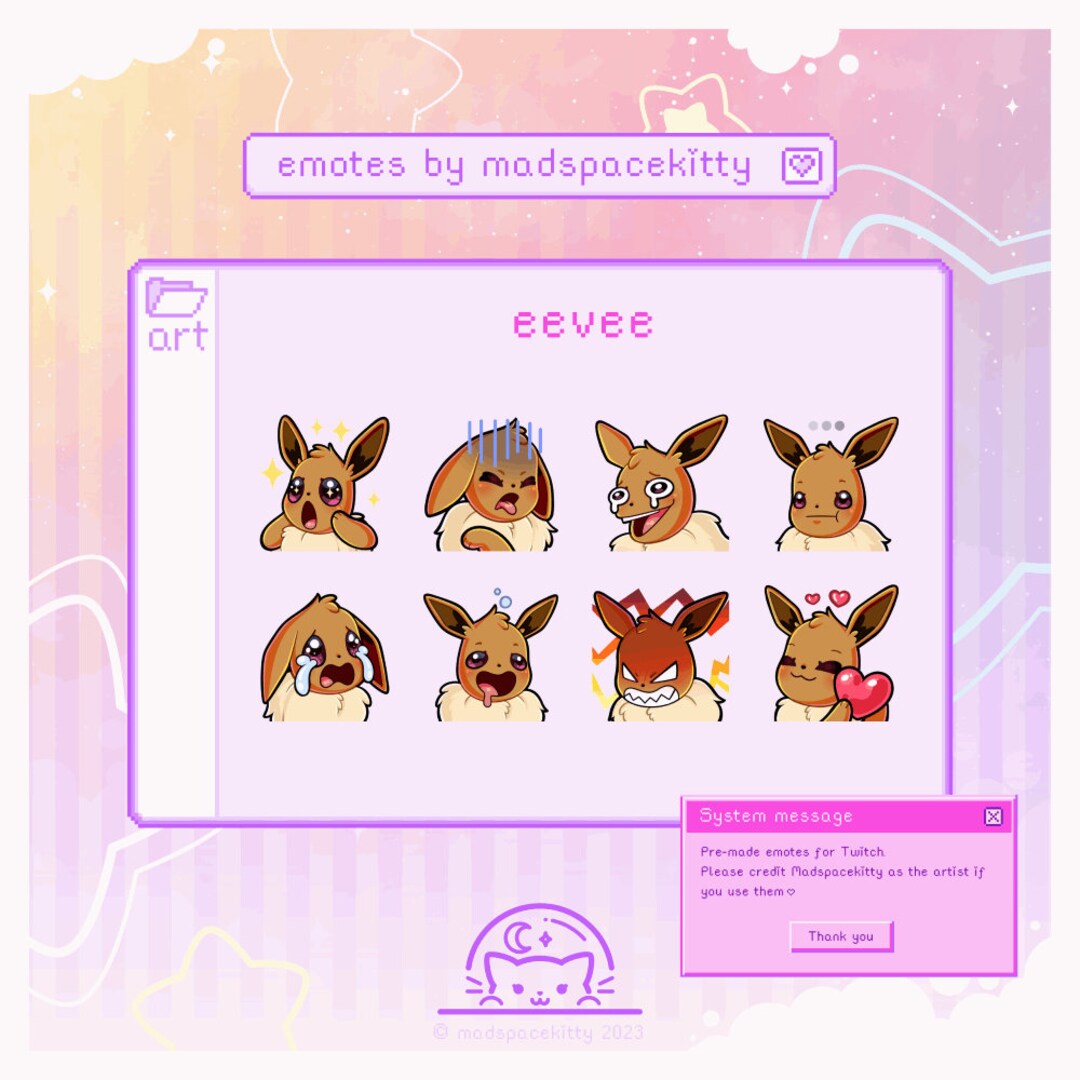 8 Eevee Emotes for Twitch, Discord, Youtube, and Kick. Stream Emotes ...