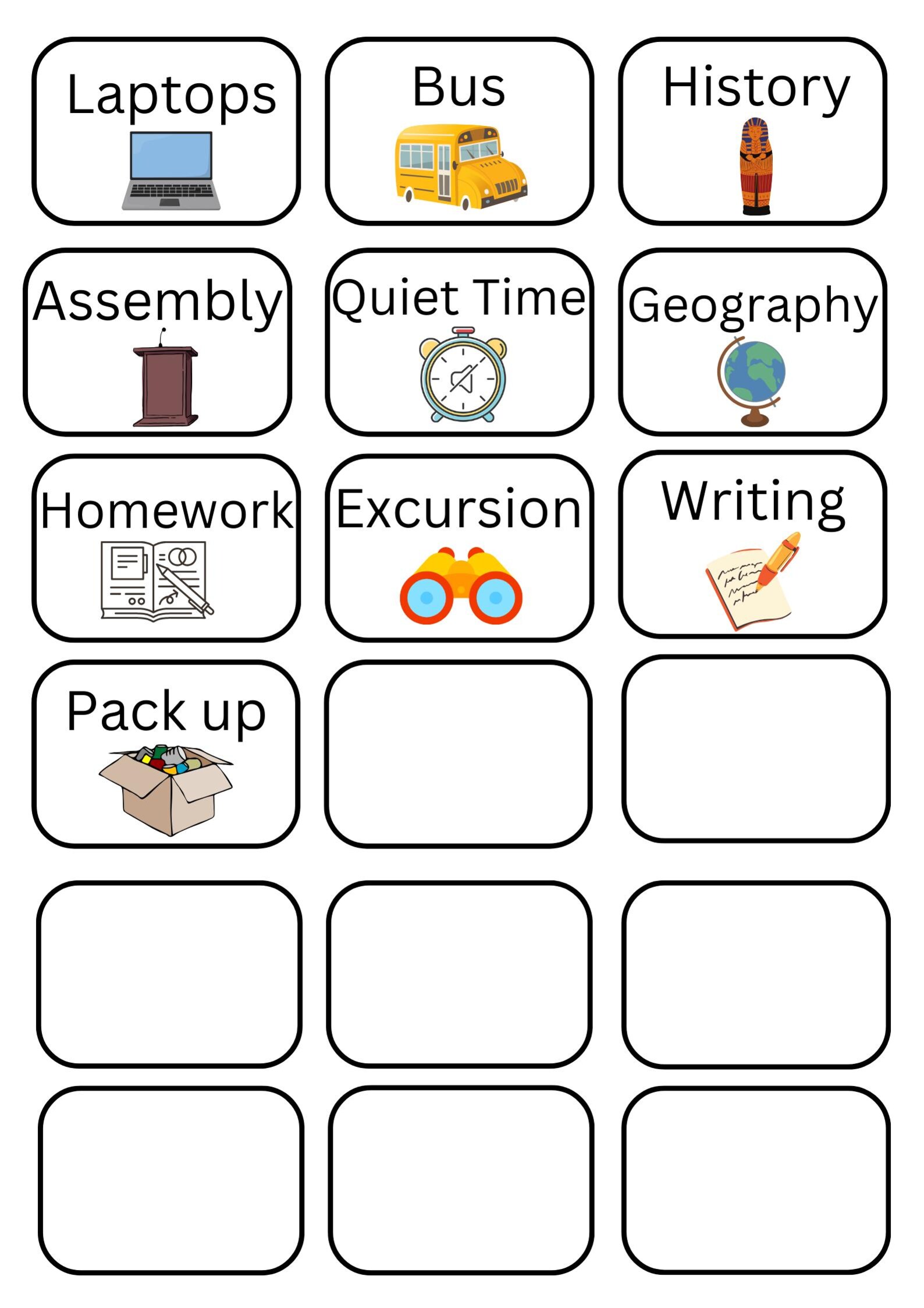 Printable School Schedule Visuals: Communication Cards (PDF) - Etsy