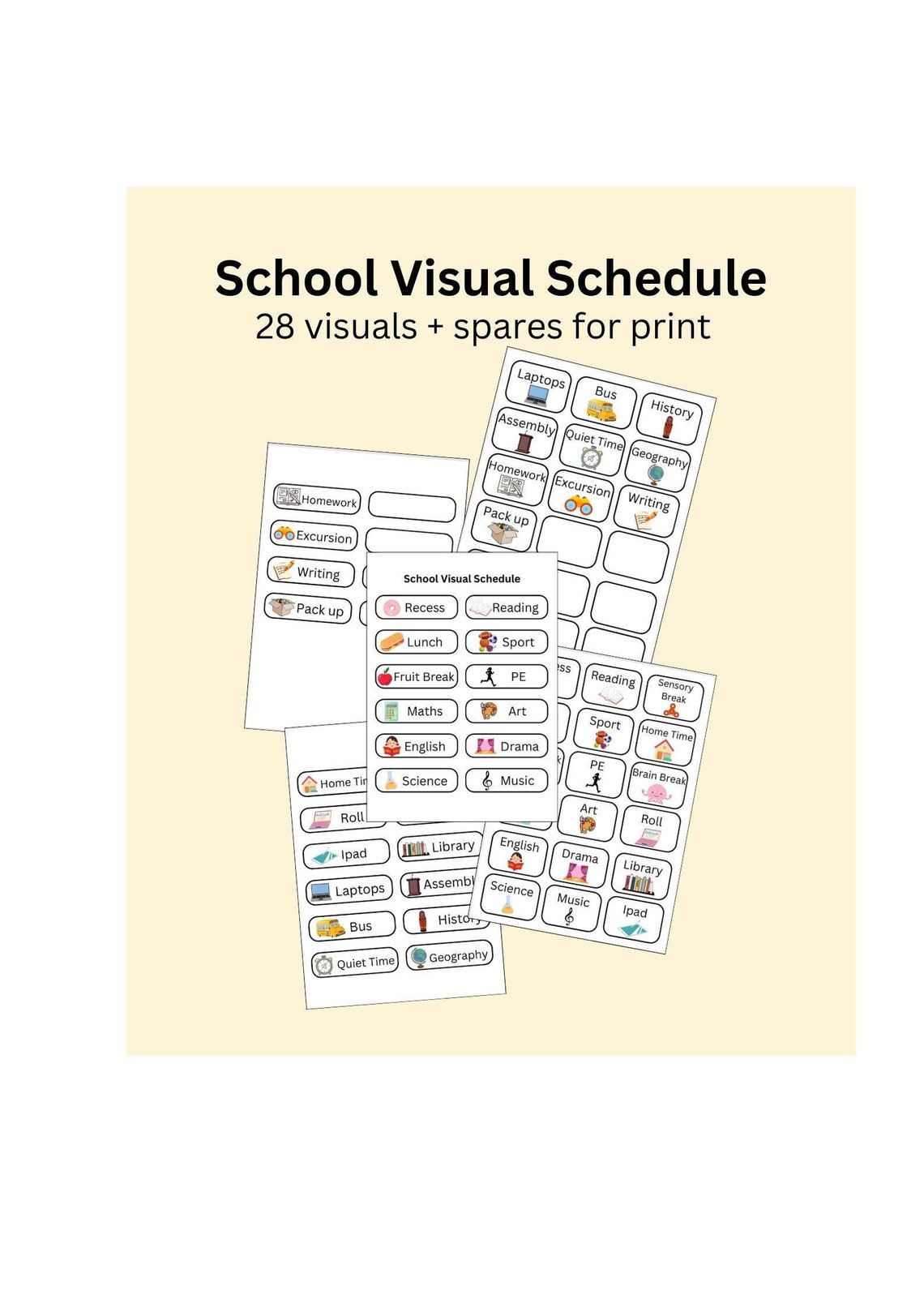 Printable School Schedule Visuals: Communication Cards (PDF) - Etsy