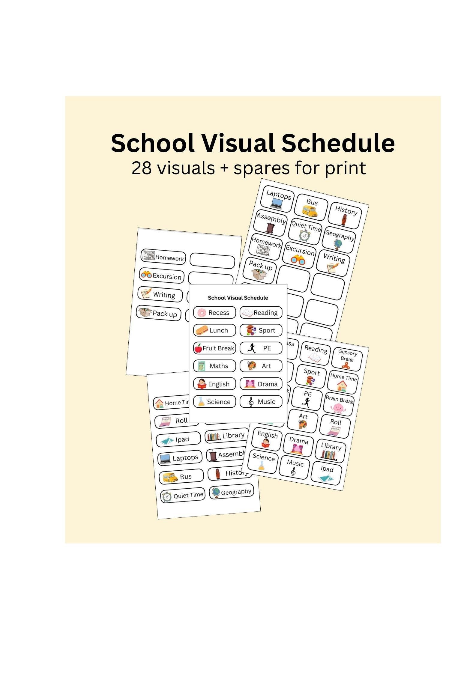 Printable School Schedule Visuals: Communication Cards (PDF) - Etsy