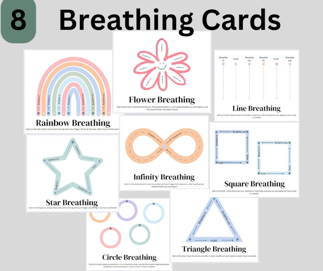 Mindfulness Breathing Cards for Kids - Tracing Breathing Activity Cards ...
