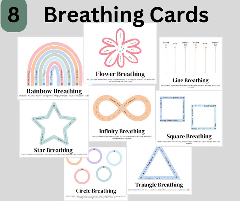 Mindfulness Breathing Cards for Kids - Tracing Breathing Activity Cards ...