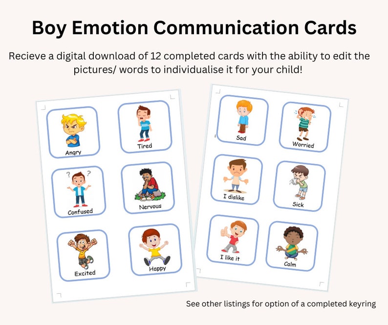 Emotions and Feelings Communication Cards Digital Download (editable ...