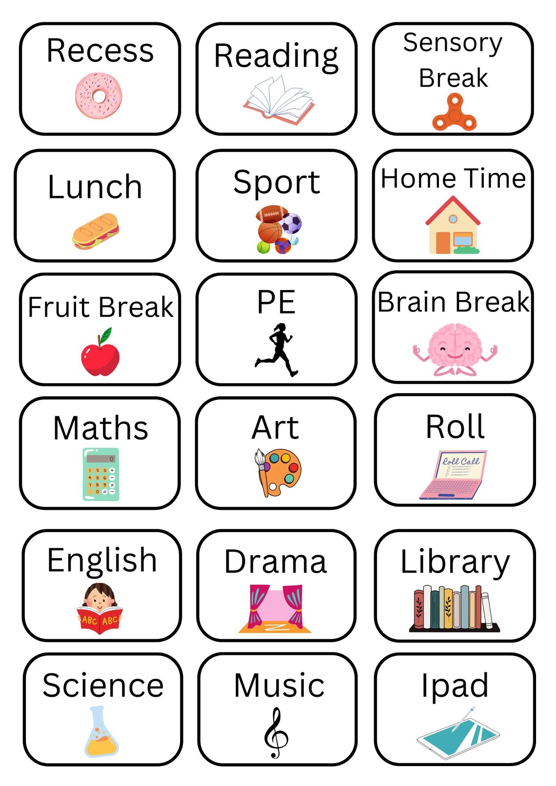 Printable School Schedule Visuals: Communication Cards (PDF) - Etsy