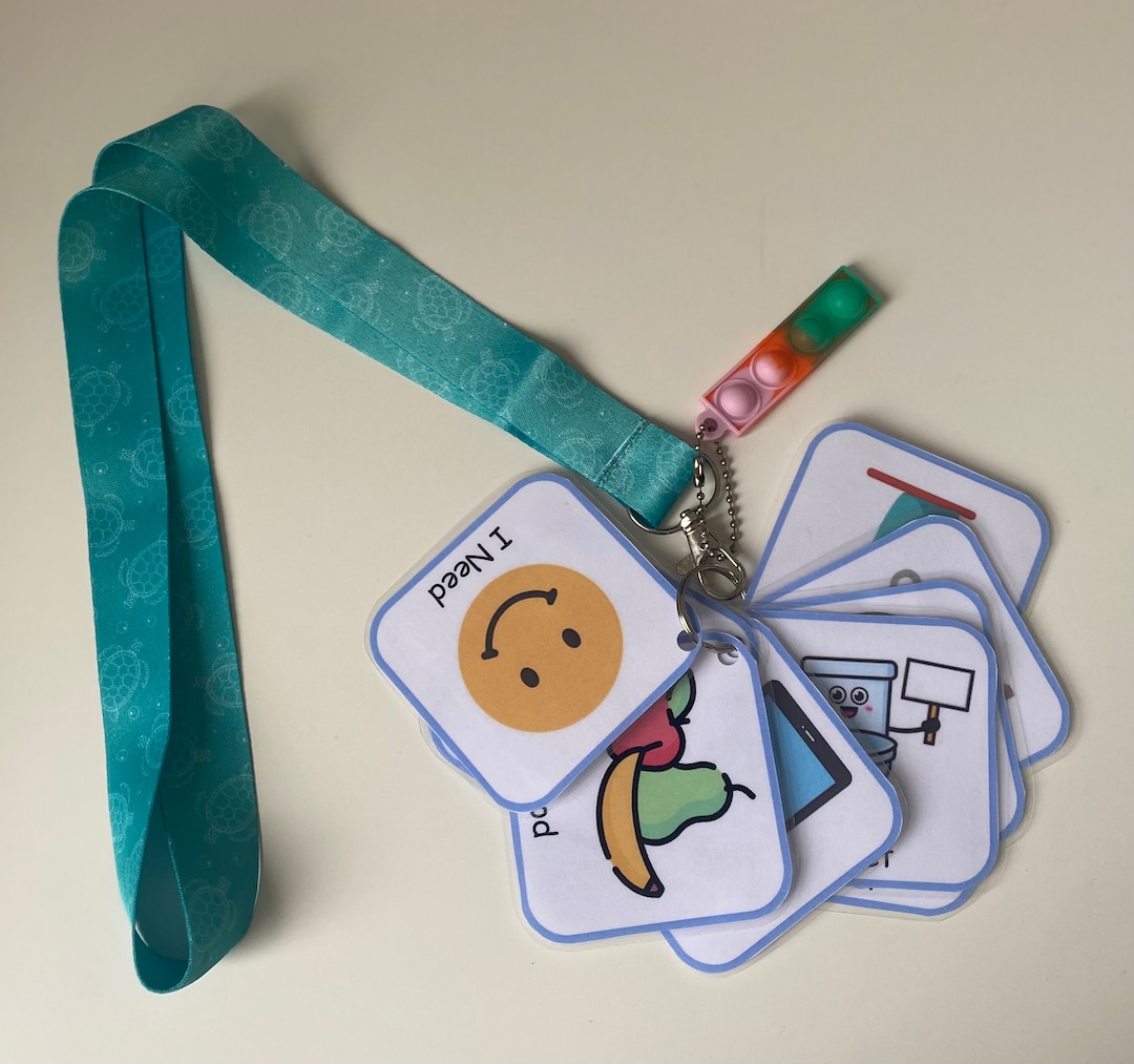 Basic Needs Communication Cards on Lanyard With Sensory Fidget - Etsy ...