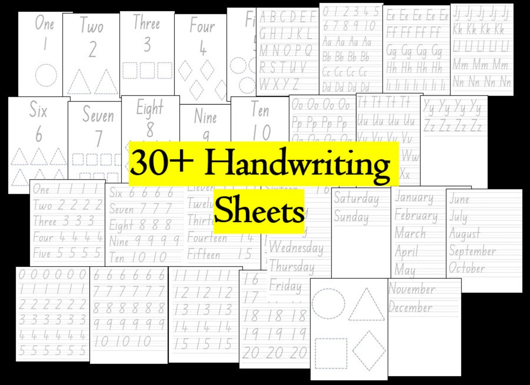 30+ Handwriting Worksheets / Alphabet Letters / Numbers / Shapes ...
