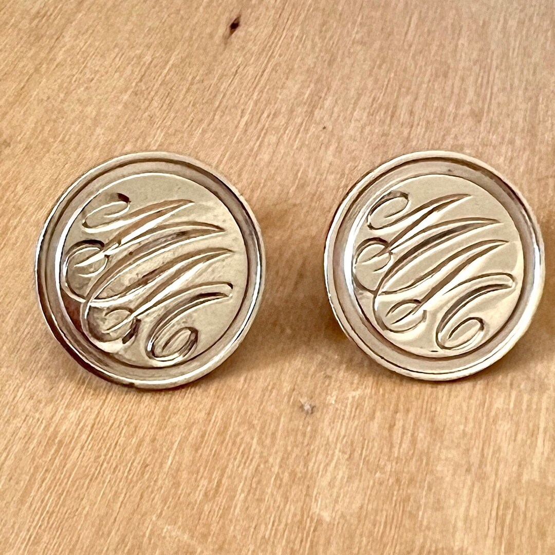 Vintage Monogrammed Letter “M” Adjustable Screw Back / Clip Earrings ...