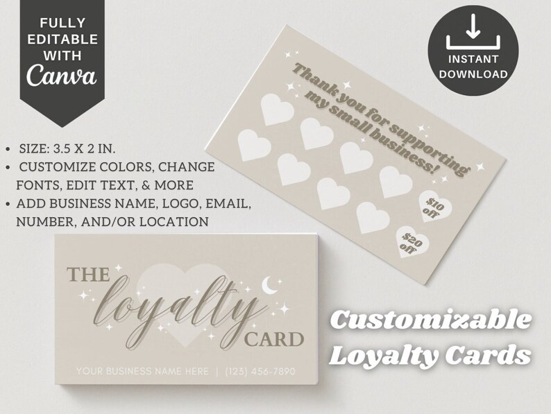 Editable Loyalty Card Template Printable Loyalty Cards - Etsy